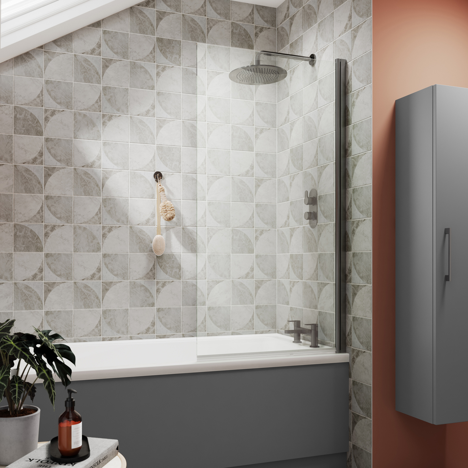 Pacific Brushed Pewter Bath Screens